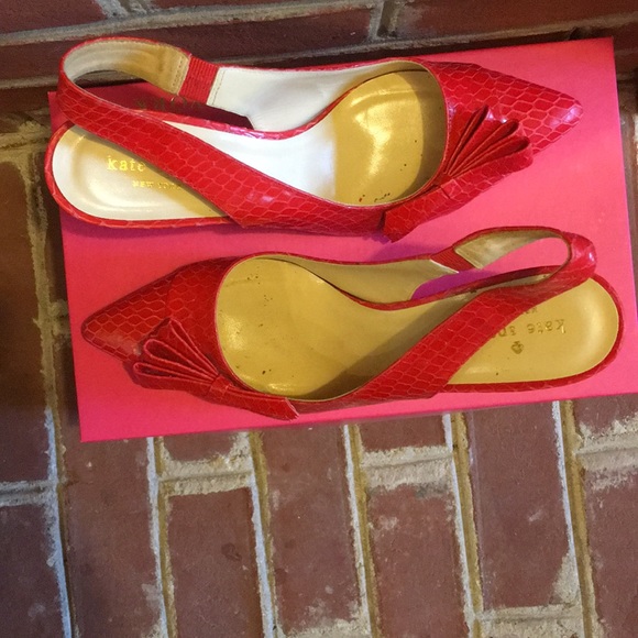 kate spade | Shoes | Kate Spade Red Tatiana Snake Print Slingback Heels ...